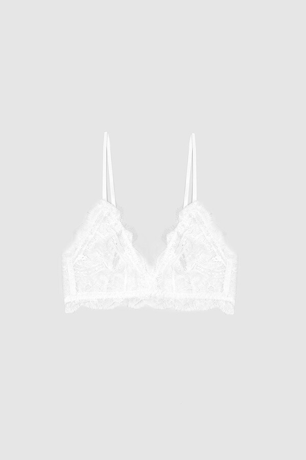 Anine Bing Lace Bra With Trim in Ivory - ShopStyle