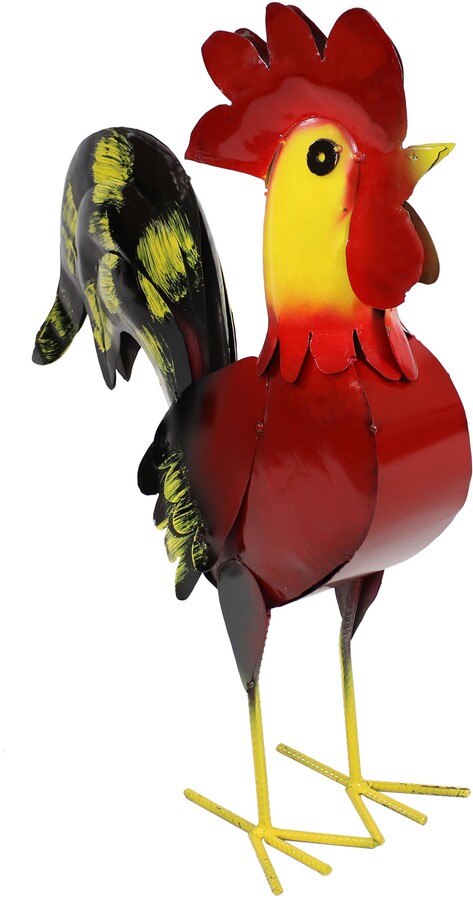 Sunnydaze Decor Sunnydaze Lewis the Red Steel Rooster Statue - 21.5 ...