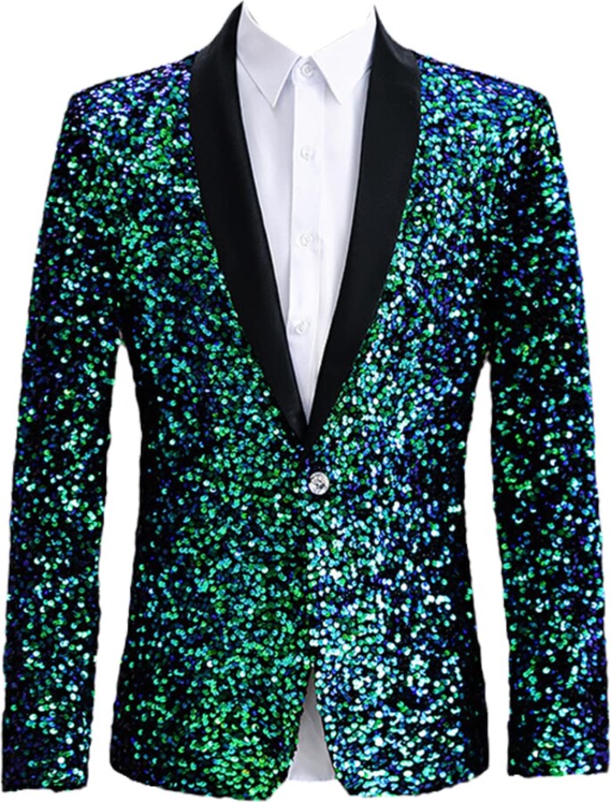 MAFSMJP Men's Dress Symphony Sequins DJ Bar Nightclub Stage Performance ...