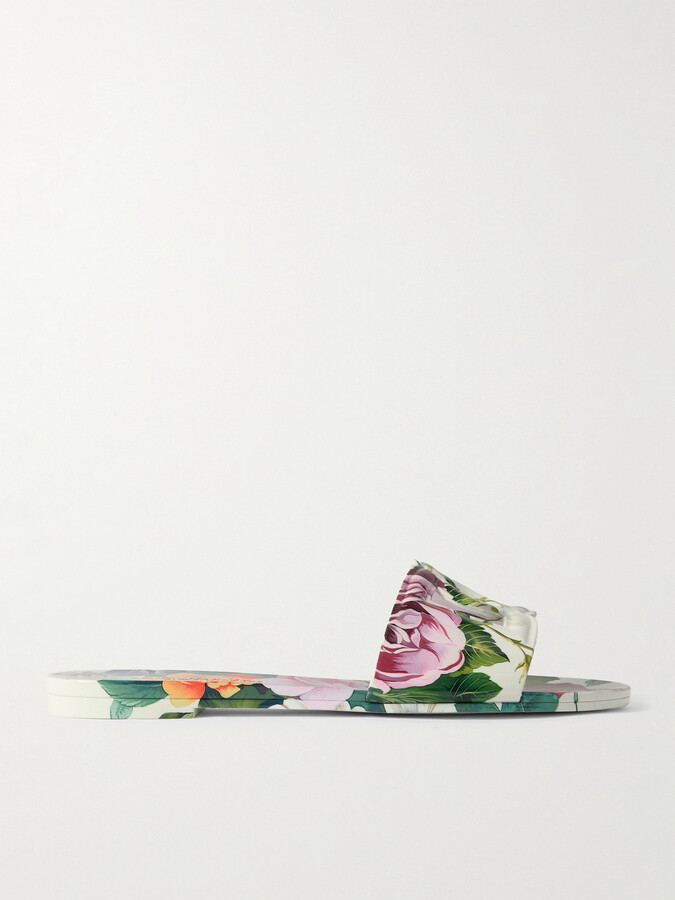 Dolce & Gabbana Bianca Cutout Floral-print Rubber Slides - Multi ...