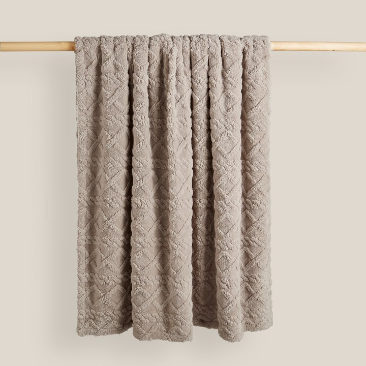 Dunelm Textured Chateau Grey Aaron Sherpa Throw 130x180cm Grey - ShopStyle