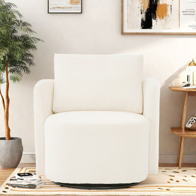 Latitude Run Swivel Accent Chair with 360 Rotation, Ergonomic Chenille ...