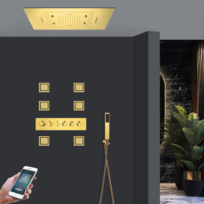 FontanaShowers LED Phone Controlled Recessed Thermostatic Shower Faucet ...