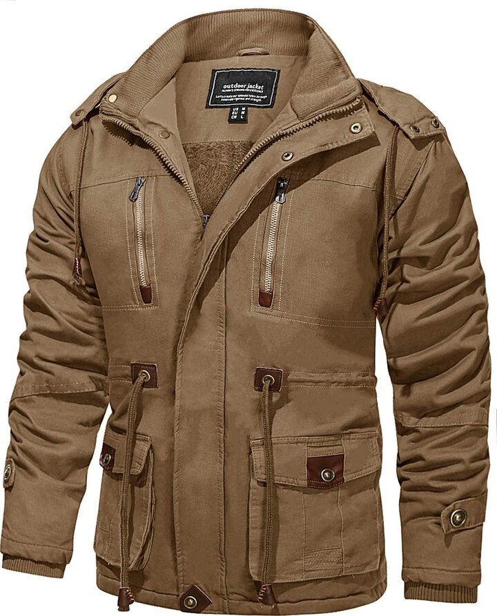 TACVASEN Mens Fleece Jacket Full Zip Military Jacket Bomber Jacket ...