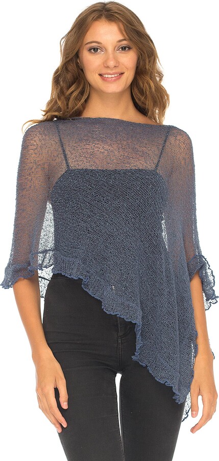 SHU-SHI - Sheer Poncho - Women - Lightweight - ShopStyle Knitwear