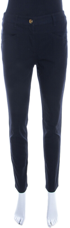 Escada Navy Blue Stretch Denim Teresa Straight Leg Jeans S - ShopStyle