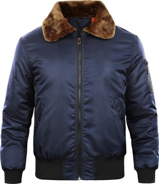 COZYDAY Mens Winter Bomber Flight Jacket Mens Flight Jacket Lined Teddy ...