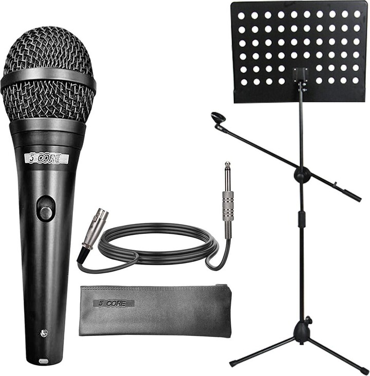 5 Core Handheld Dynamic Microphone & Tripod Metal Stand w Sheet Music ...