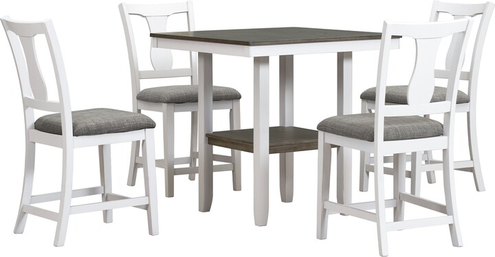 GREATPLANINC Dining Table Set for 4, Bistro Square Table and 4 Napoleon ...