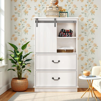 Ophelia & Co. Farmhouse 5-Drawer Multi-Storage Dresser Chest with ...