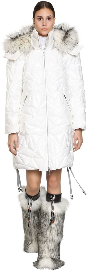 Byblos Long Quilted Pvc Down Jacket - ShopStyle