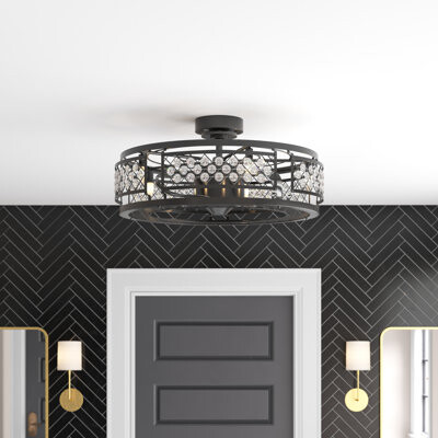 Willa Arlo Interiors Musson 26.9" Caged Crystal Ceiling Fan with Remote ...
