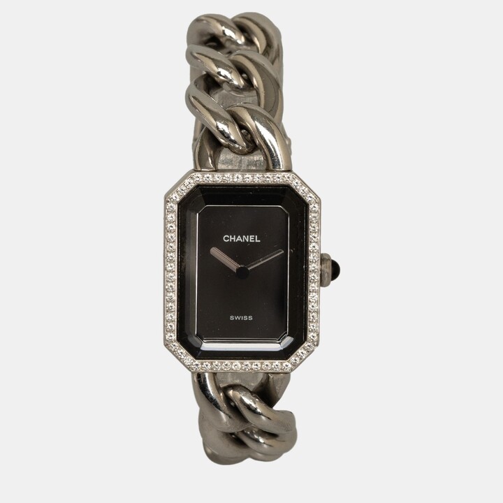 Chanel Stainless Steel Quartz Diamond Bezel Premiere Chain Watch ...