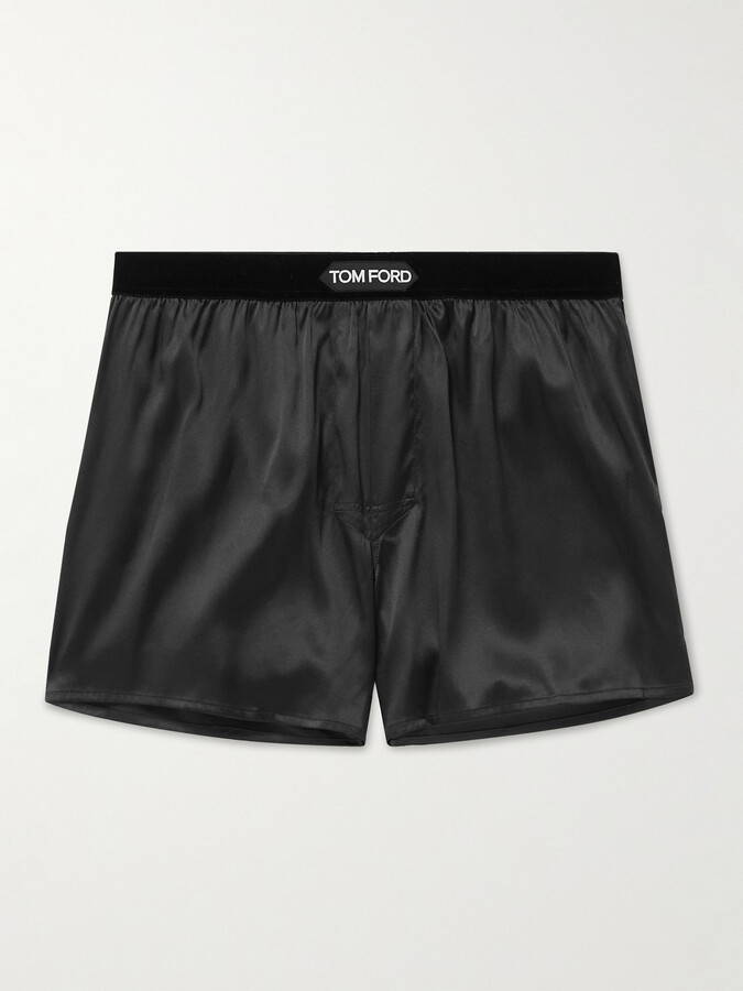 Tom Ford Velvet-Trimmed Stretch-Silk Satin Boxer Briefs - ShopStyle