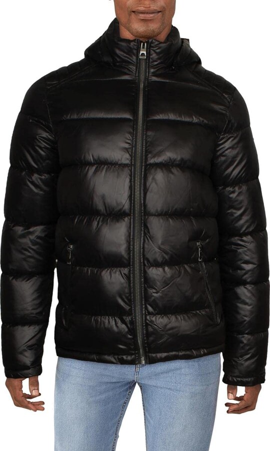 GUESS Men's Mid-Weight Puffer Jacket with Removable Hood Down ...