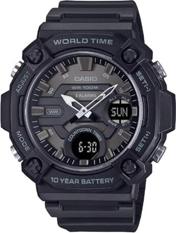 Casio AEQ-120W Series | Black | 10-Year Battery | World Time | Daily ...