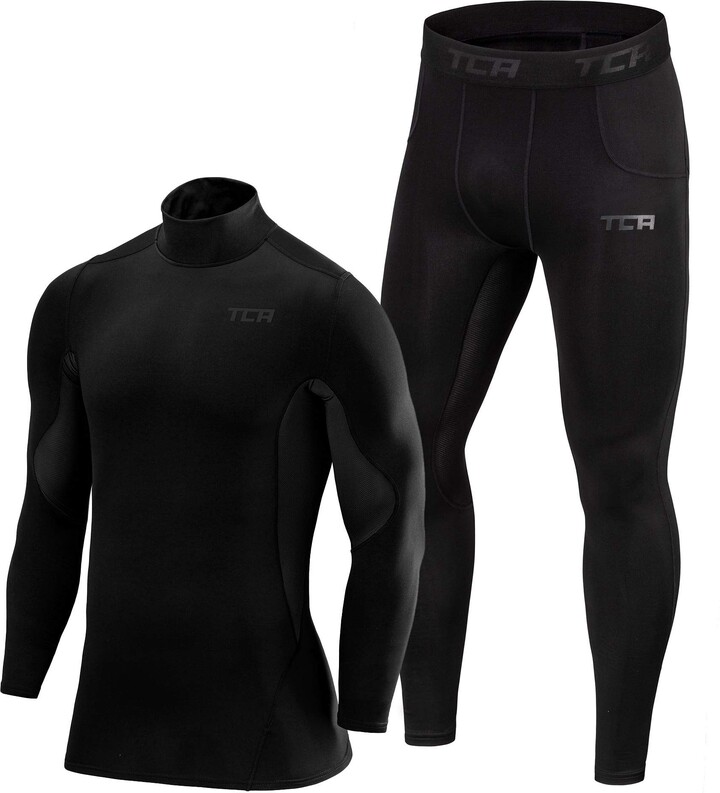 TCA Men's SuperThermal Compression Thermal Base Layer Mock Neck Running ...