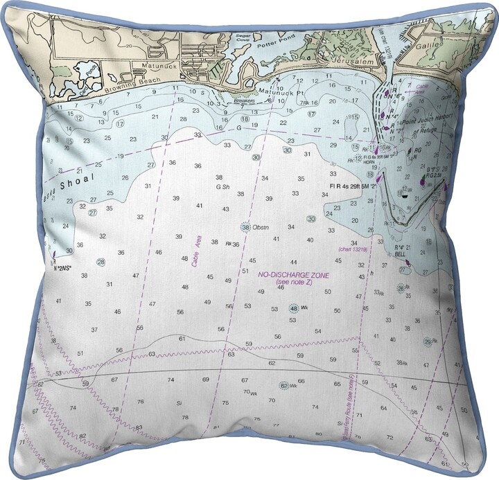 Betsy Drake Block Island Sound - Matunuck, RI Nautical Map Small Pillow ...