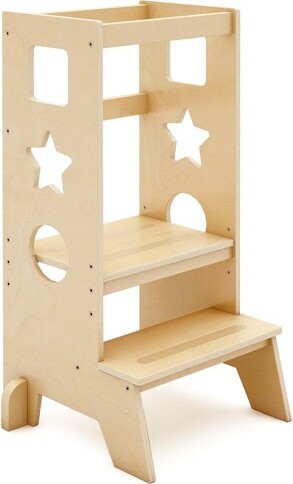 Guidecraft Jr. Classic Kitchen Helper Step-Up - Natural: Wooden ...