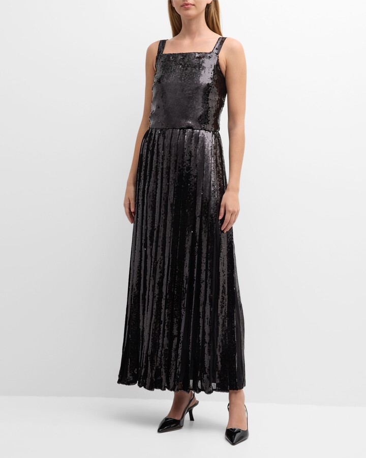 Adam Lippes Medici Sequin Pleated Maxi Dress - ShopStyle