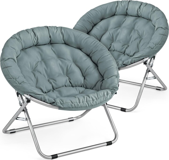 MoNiBloom Round Folding Saucer Chairs Set of 2 for Bedroom Living Room ...