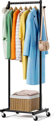 Latitude Run Hanging Clothes Clothing Rack With Wheels 60" Heavy Duty ...