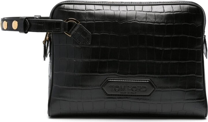 Tom Ford Logo-Patch Leather Wash Bag - ShopStyle