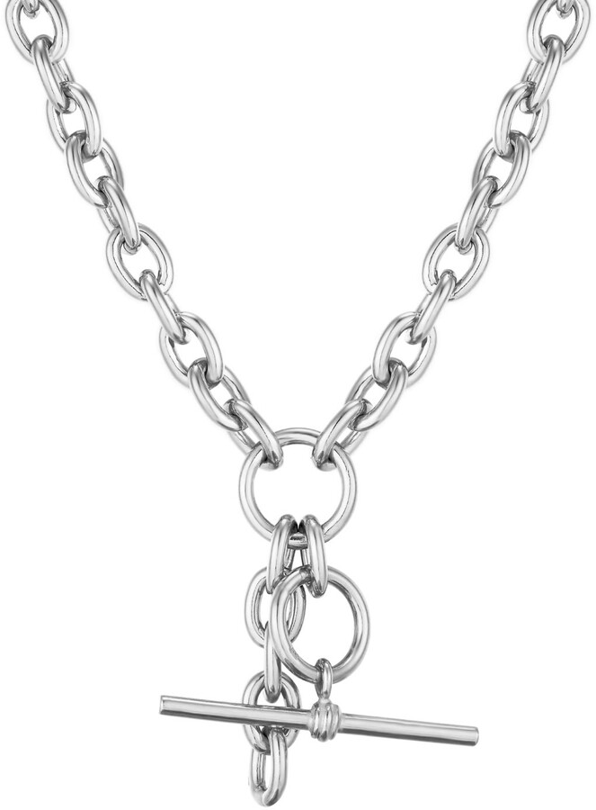 SEOL + GOLD - Ecoated Sterling Silver Chunky T Bar Chain Necklace ...