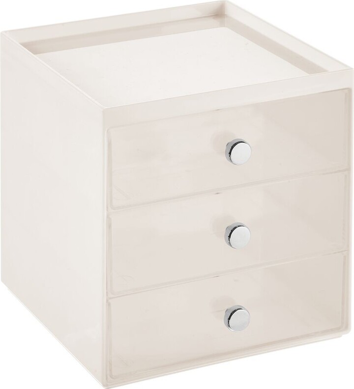 mDesign Large Plastic 3 Drawer Organizer for Makeup Storage - Cream ...