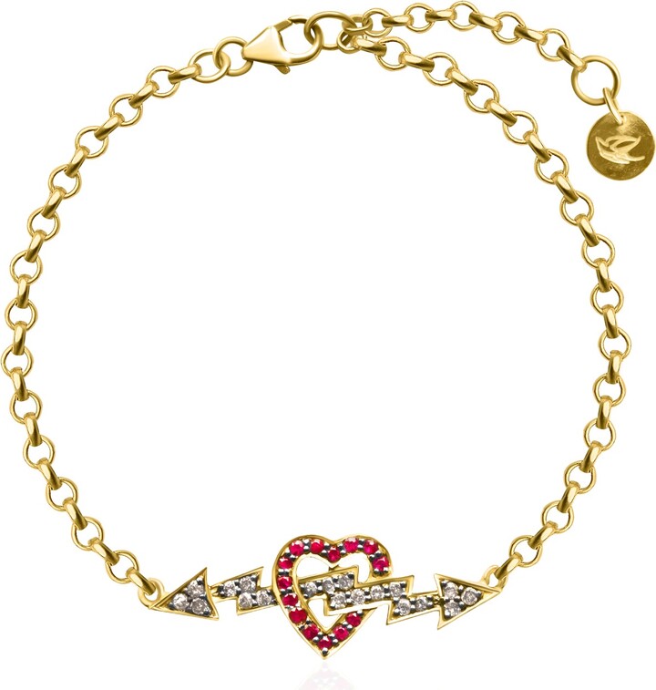 Sweet Marie Jewellery - Patti Bracelet Ruby & Diamond Heart With ...