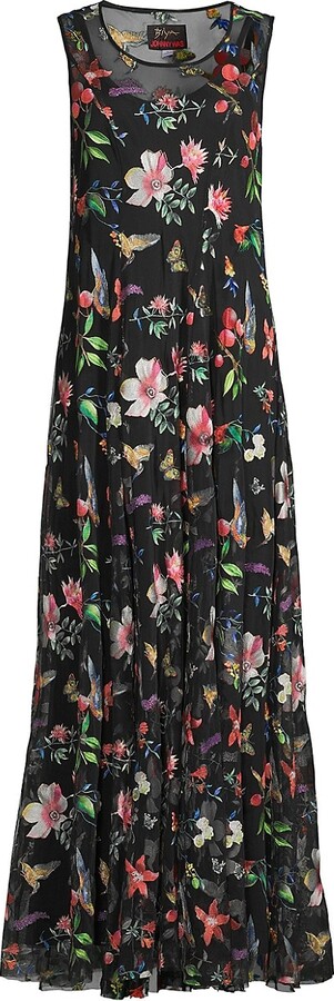 Johnny Was, Plus Size Emilda Floral-Embroidered Mesh Maxi Dress - ShopStyle