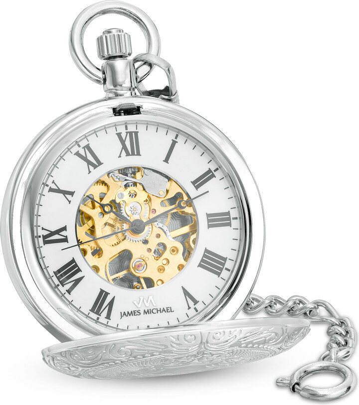 Zales Men's James Michael Mechanical Pocket Watch with Two-Tone ...