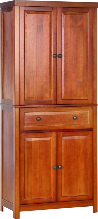 HOMCOM 72.5" Pinewood Large Kitchen Pantry Storage Cabinet ...