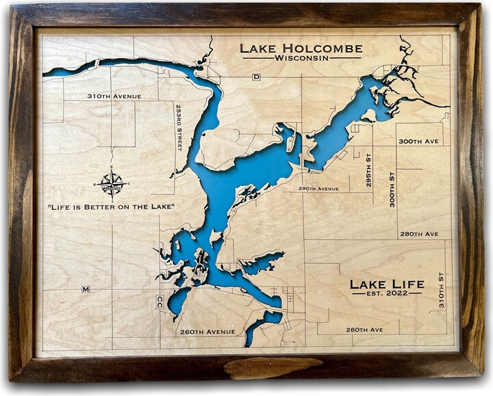 Etsy Lake Holcombe, House Decor, Custom Wood Map, Depth Map, Wood ...