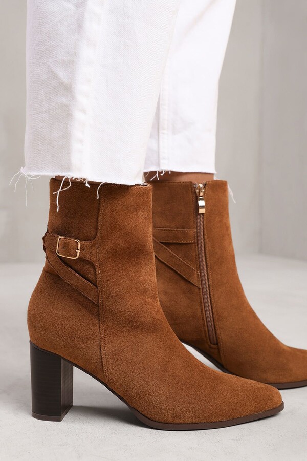 Where's That From 'North' Wide Fit Block Heel Boot With Buckle Detail ...