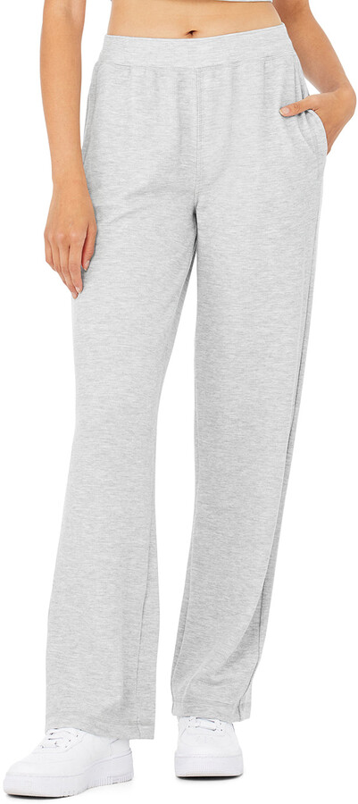 Alo Yoga Micro Waffle High-Waist Pleasant Wide Leg Pants in Athletic ...