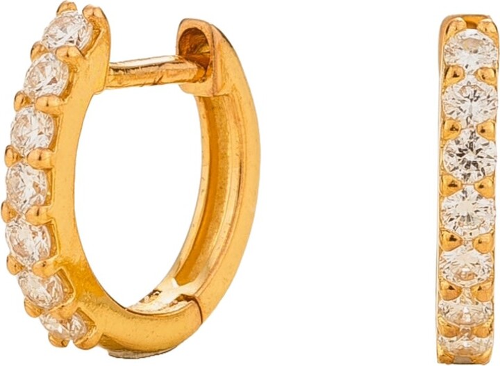Juvetti Stacy Huggie Earrings In Diamond Set In Gold - ShopStyle
