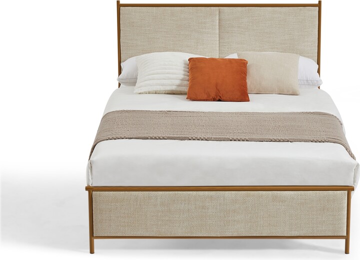 NINEDIN Platform Metal Bed Frame Steamed Bread Shaped Sponge Soft Bag ...