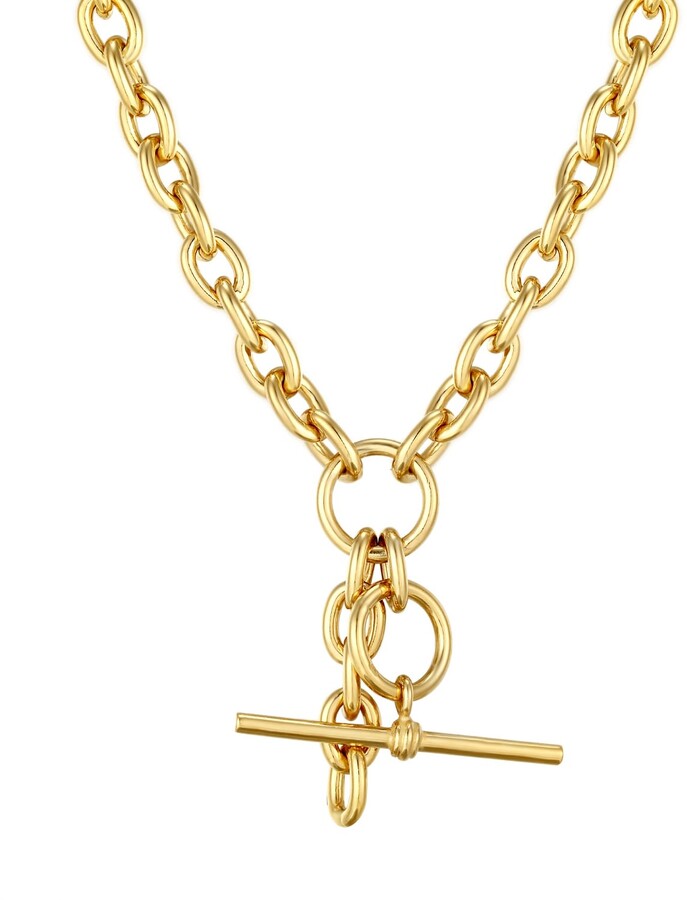 SEOL + GOLD - 18Ct Gold Vermeil Chunky T Bar Chain Necklace - ShopStyle