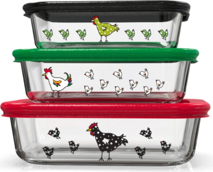 Genicook 3 Pc Rectangular Container Borosilicate Glass Nesting ...