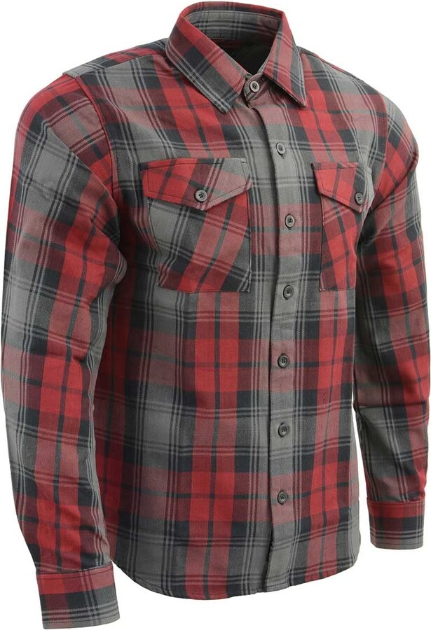 Milwaukee Leather Men's MNG11652 Black/Grey/Red Flannel Shirt - ShopStyle