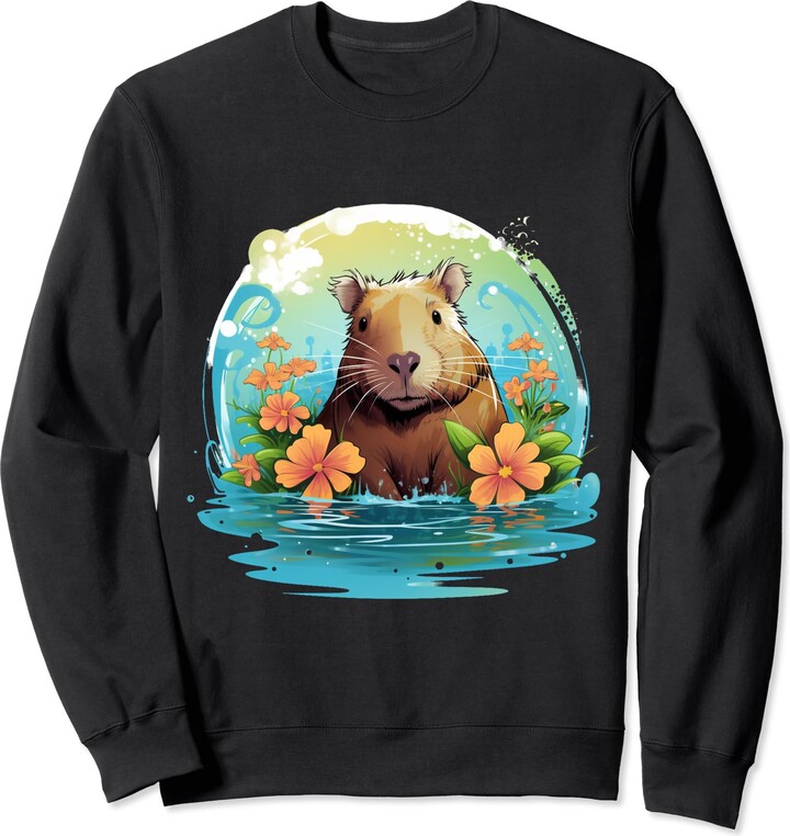 adorable capybara gracefully floating Idea Creative Inspirat Sweatshirt ...