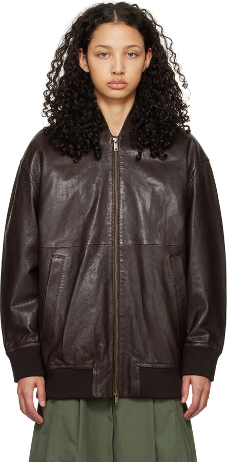 Weekend Max Mara Brown Cursore Leather Jacket - ShopStyle