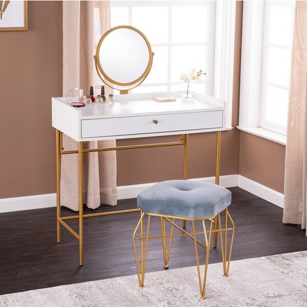Randburg Vanity Table with Mirror White/Gold - Aiden Lane - ShopStyle ...