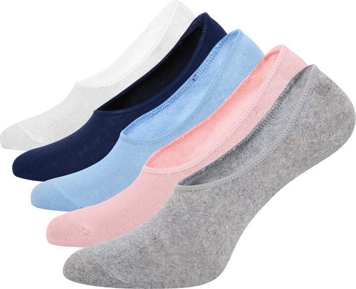 The Essentials Wardrobe Ladies 5 Pack TEW Plain Footsie Socks ...