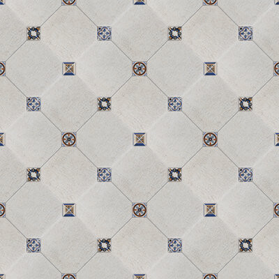 Merola Tile Manises Decor Blanco 13-1/8 in. x 13-1/8 in. Porcelain ...
