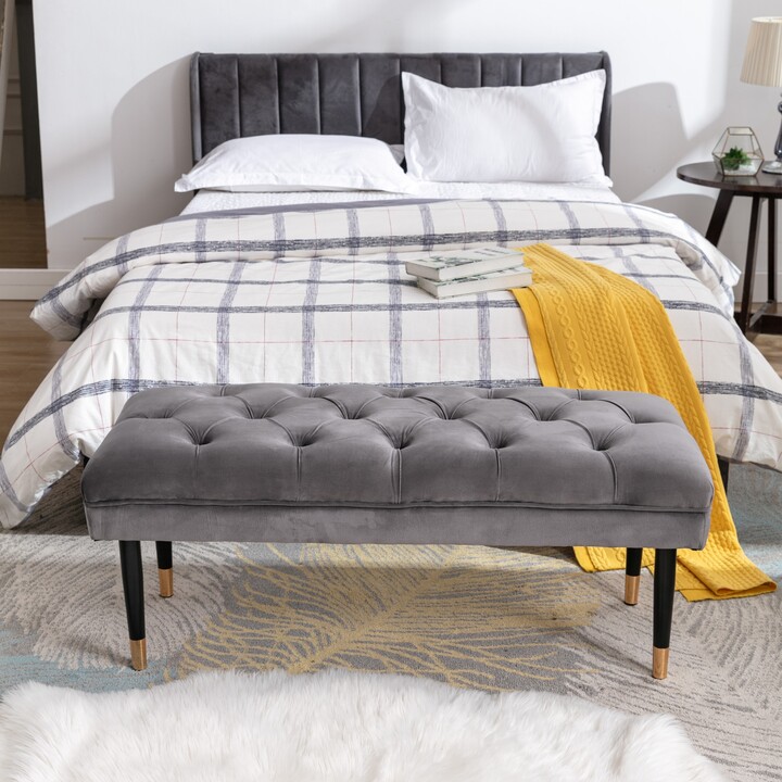 Modern Tufted Bench with Metal Legs - ShopStyle