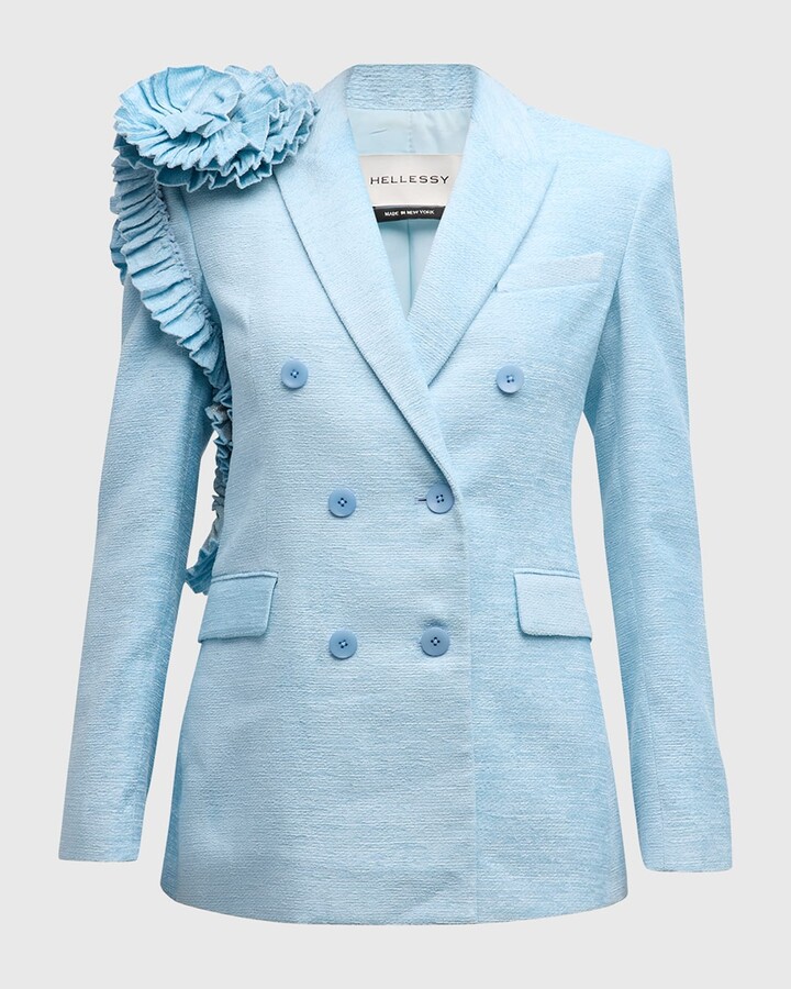 Hellessy Santi Tuxedo Double-Breast Blazer with Corsage - ShopStyle