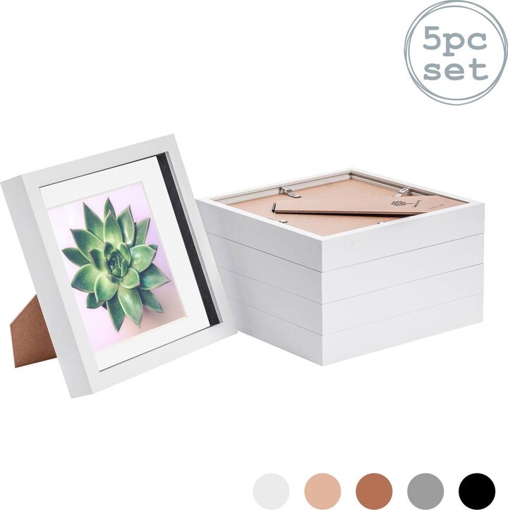 Nicola Spring 3D Box Photo Frames - 8 x 8" with 6 x 6" Mount - Grey ...