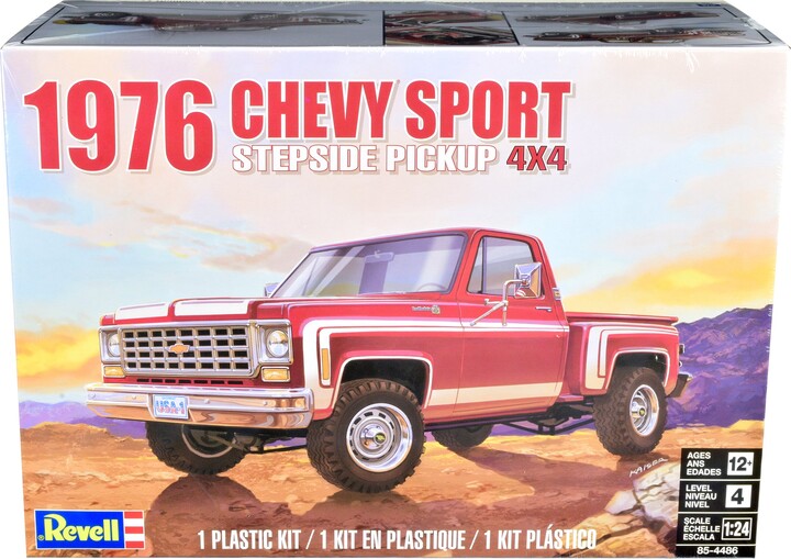 Level 4 Model Kit 1976 Chevrolet Sports Stepside 4x4 Pickup Truck 1/24 ...